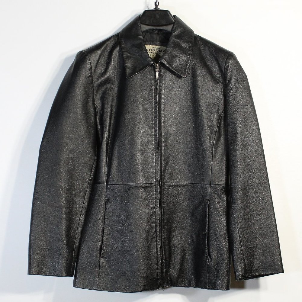 Sonoma Leather Jacket Men's Black Medium Genuine Coat… - Gem